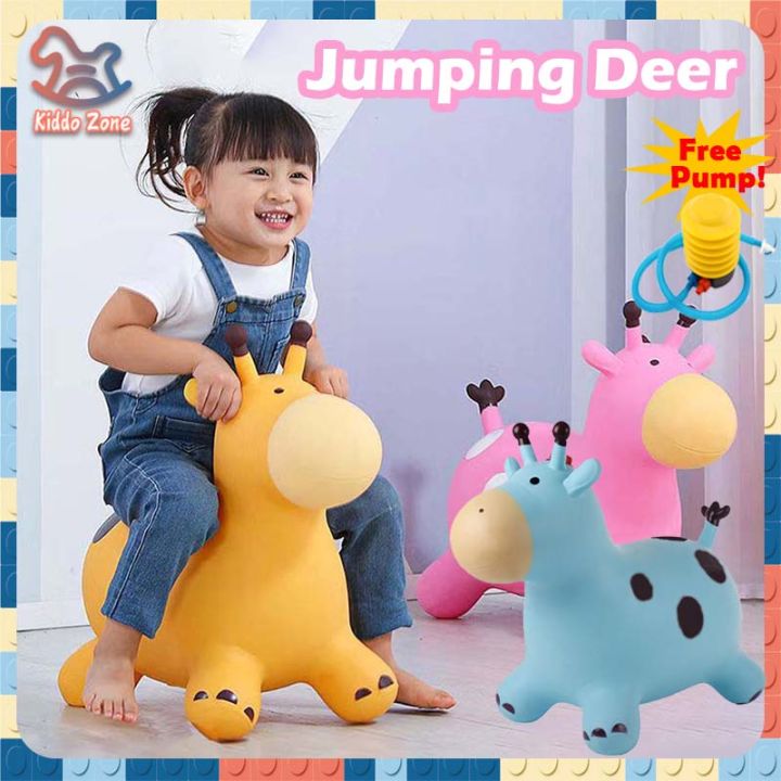3 Colors Jumping Deer With Pump Jumping Deer Bouncy Inflatable Toys ...