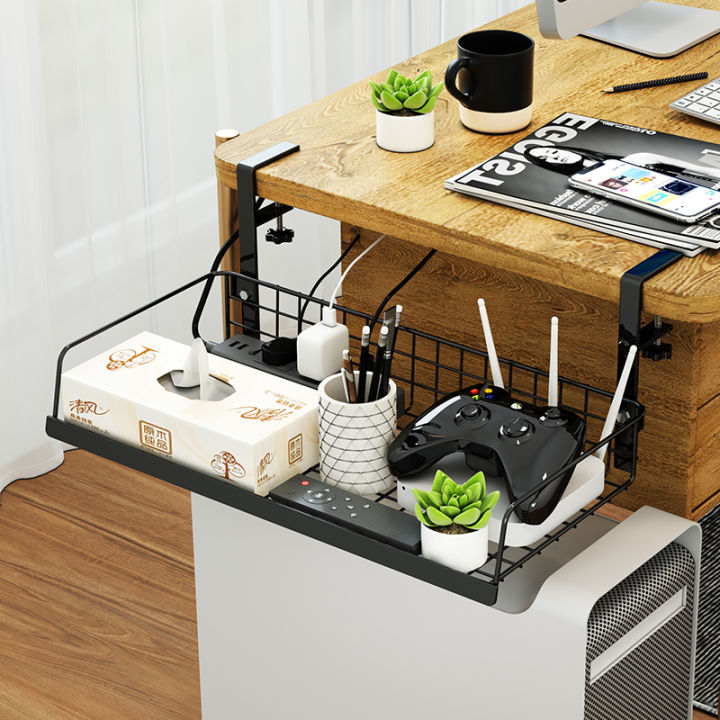 Table Shelf Clip Computer Desk Lower Cable Management Rack Table Bottom ...