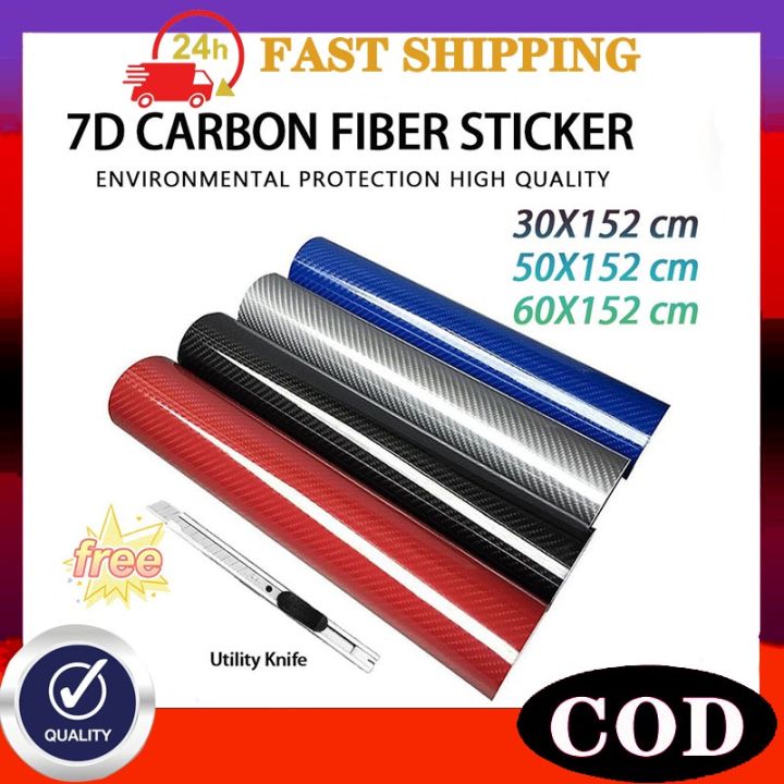 Waterproof 7D Carbon Fiber Sticker Vinyl Car Sticker Glossy Matte Black ...