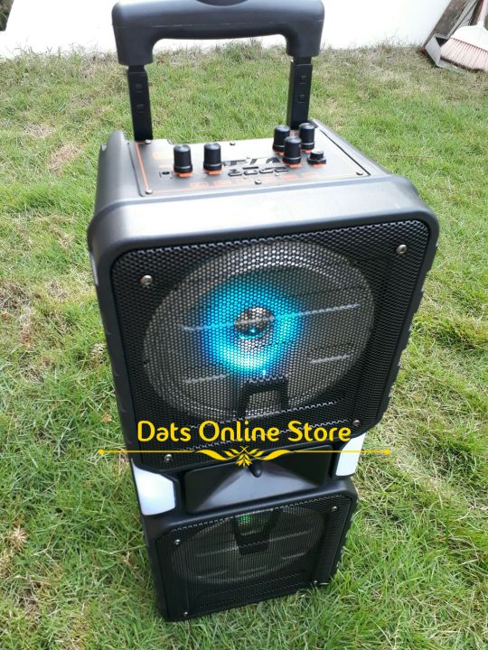 Double Size 8"×2 Outdoor Bluetooth Karaoke Speaker with Adjustable Bass ...