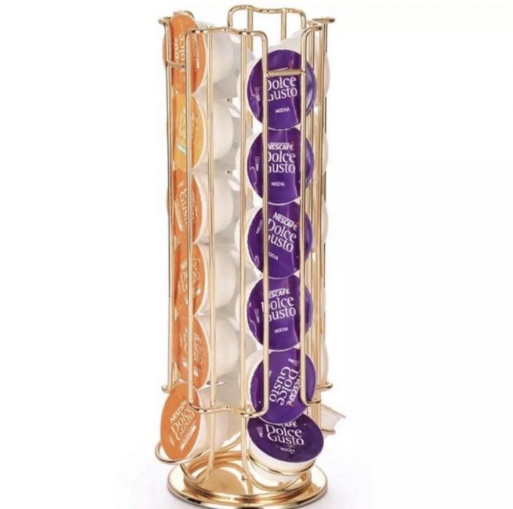 Gold/Black 360 Rotating Dolce Gusto Capsule Holder Storage Rack 24 ...