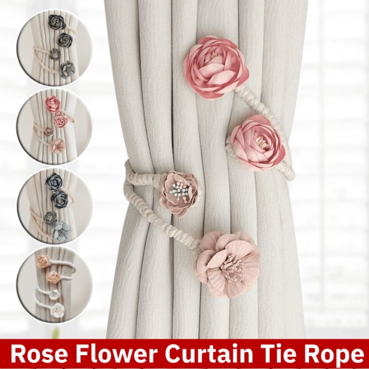 Rose Flower Curtain Buttons NoPunch Tie Downs | Lazada PH