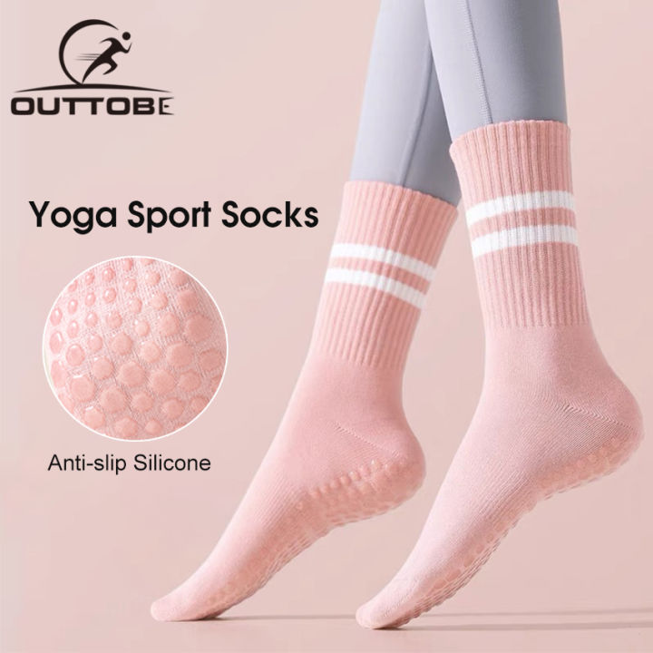 Outtobe Pilates Socks Anti Slip Grip Socks White Pink Grey Green Women ...