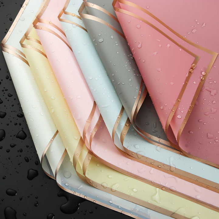 Gold Edge Waterproof Matte Paper Flower Wrapping Paper Flower Bouquet ...