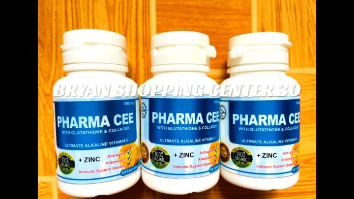 Pharma Cee With Gluta & Collagen Ultimate Alkaline Vitamin C + Zinc 50 ...