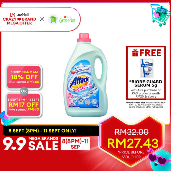 Attack Liquid Detergent plus Softener (LATS) (3600g) | Lazada