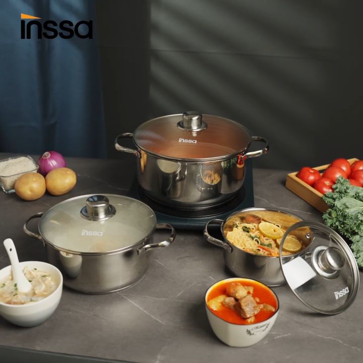 INSSA Cookware Set 304 Stainless Steel thickened Soup Pot Large ...