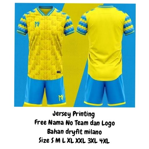 Jersey Futsal Jersey Sepak Bola Jersey Voli Keren Full Printing Kuning ...