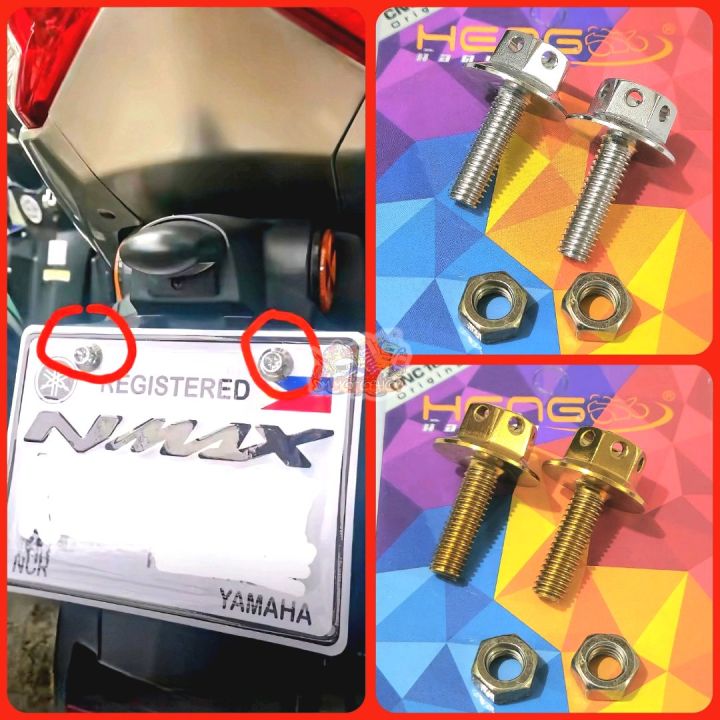 HENG Original CNC License Plate Bolts and Nut - Gold and Silver (Car ...