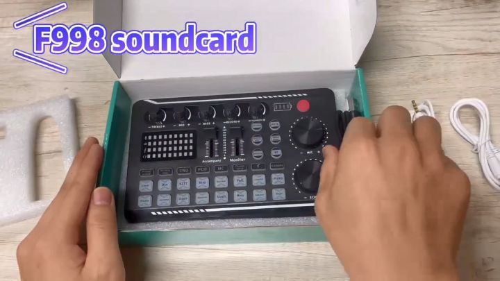 F998 Sound Card Microphone Sound Audio Interface Mixer Sound Card ...