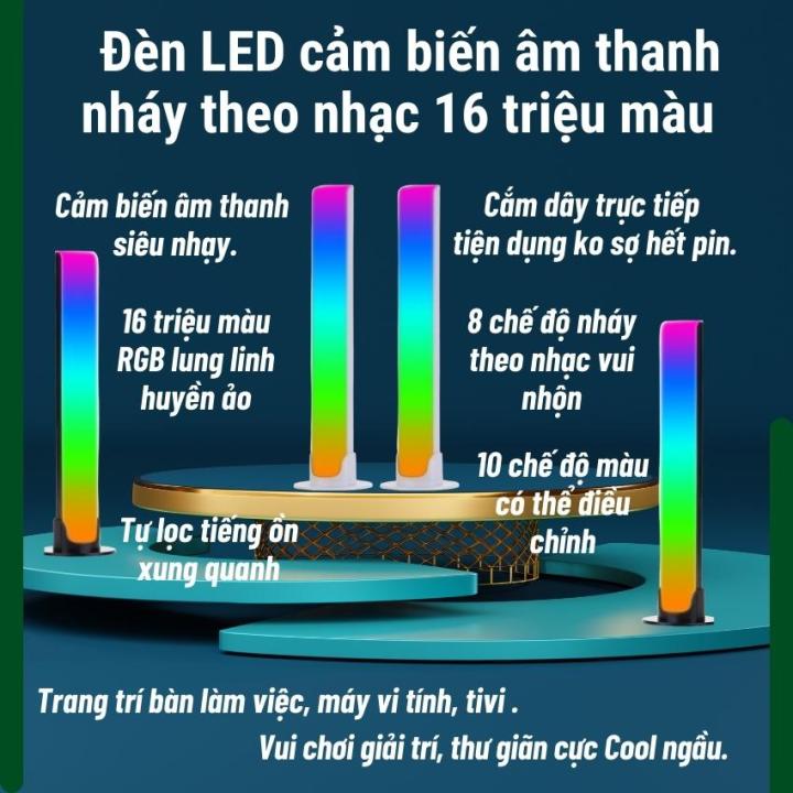 Thanh đèn LED RGB nháy theo nhạc cảm biến âm thanh LED 16 triệu màu ...