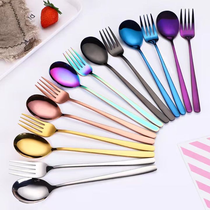 Korean Metal Cutlery Set Spoon Fork Stainless Steel | Lazada PH