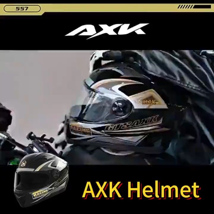🥇 Perfect Protection🏍 AXK Original Helmet Full Face 55-62cm Dual Lens ...