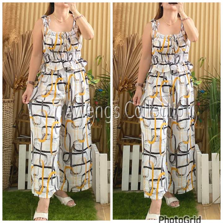 Aloha challis Trendy Terno || Squarepants | Lazada PH