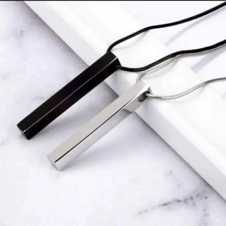 KALUNG TITANIUM BELUT BULAT LIONTIN BALOK SILVER HITAM KALUNG TITANIUM ...