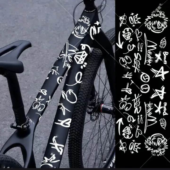 Graffiti Bicycle Sticker for Bicycle Frame Top Tube Cartoon DIY ...