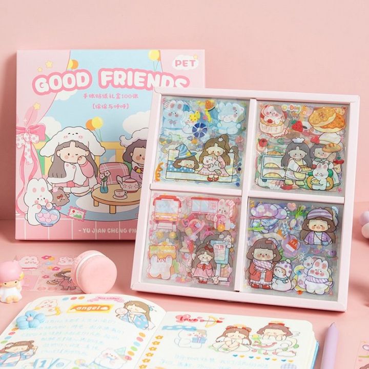 [ 4 LEMBAR ] GOOD FRIEND Sticker Aesthetic PET PVC Dekor Case HP ...