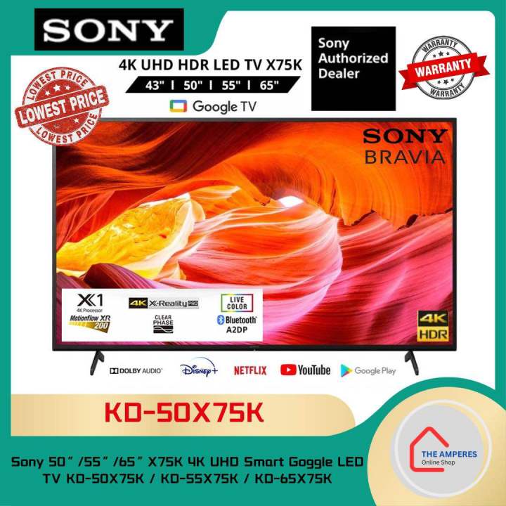 Sony 50”/55”/65” X75K 4K UHD Smart Goggle LED TV KD-50X75K / KD-55X75K / KD-65X75K | Lazada