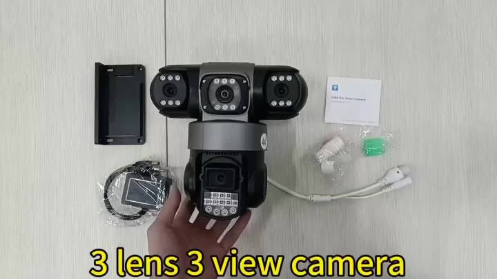 V380 Pro 15MP Three lens 4G SIM CCTV Camera Waterproof Outdoor Wireless ...