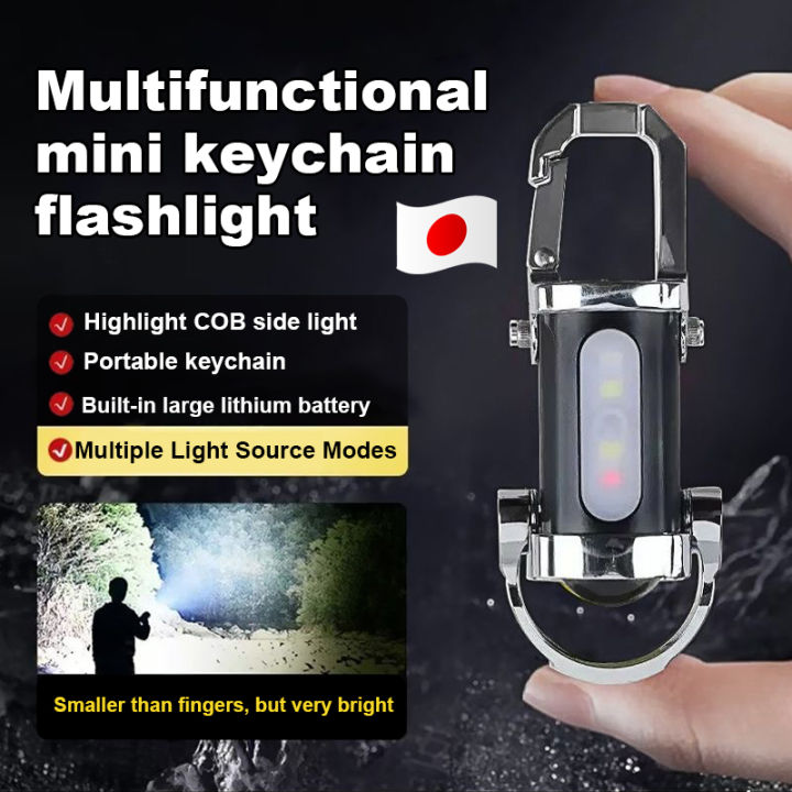 Mini Keychain Flashlight Rechargeable Multifunctional Portable USB ...