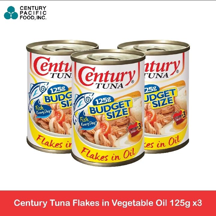 Century Tuna Flakes in Vegetable Oil 125g (Pack of 3) - Protein, Omega ...