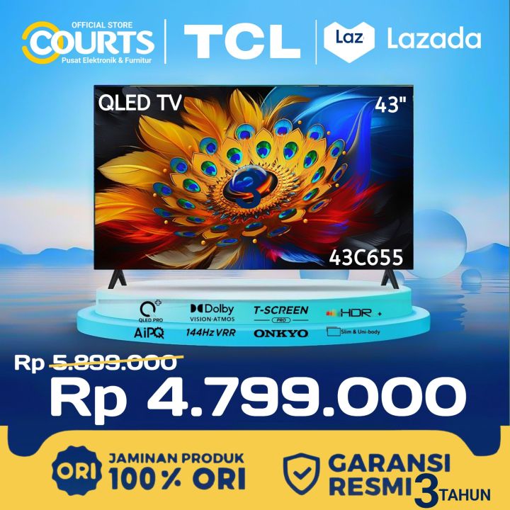 TCL 43C655 QLED PRO GOOGLE TV 4K HDR MEMC NEW MODEL 2024 | Lazada Indonesia