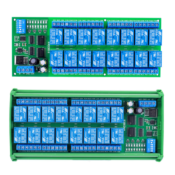 16 Channel Modbus RTU RS485 Relay Board RS485 Relay Module PLC Controller Serial Port Switch ...