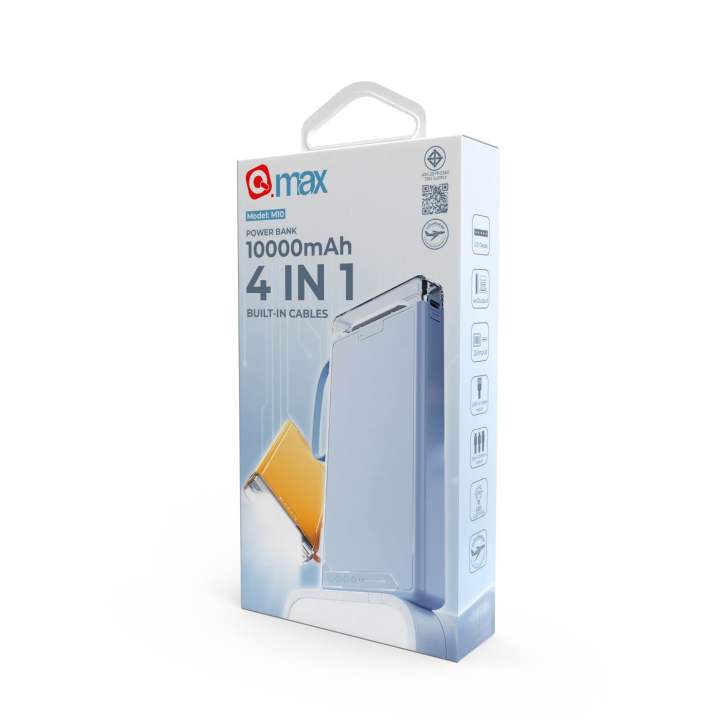 Powerbank Qmax 10000mAh รุ่นM10 4in1 มาพร้อมไฟฉาย มี มอก.รับประกัน1ปี ...