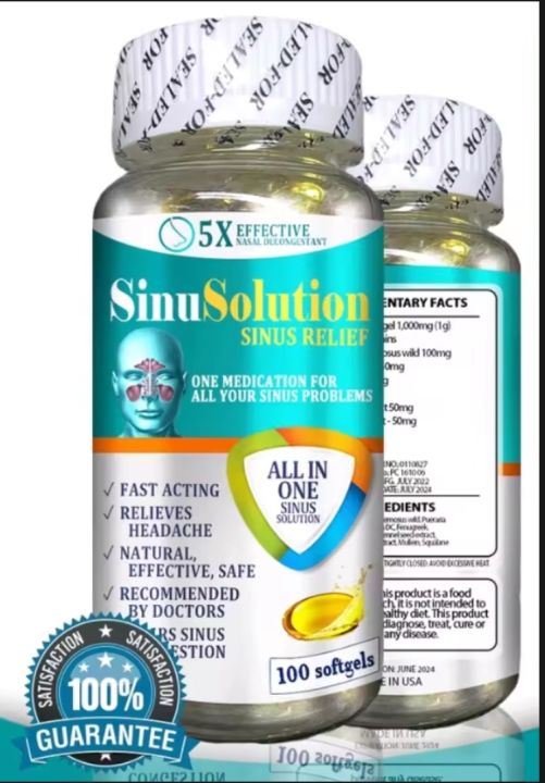 SINUSOLUTION 100 softgel- Sinusitis Relief, Allergic Rhinitis, Nasal ...