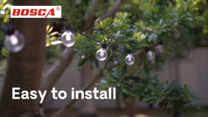 BOSCA Solar String Light G40 Warm white 50 bulbs 17 meters 56FT IP65 ...