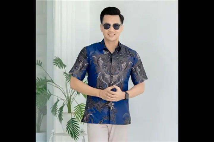 Baju Batik Pria Lengan Pendek Kemeja Batik Pendek Cowok Dewasa Kerja ...