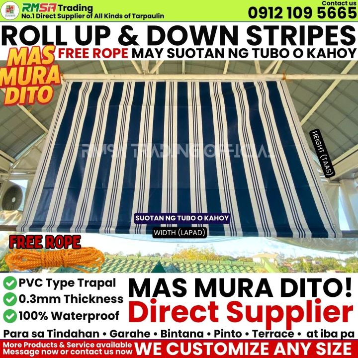 RMSA | 8x4ft "CS" STRIPES ROLL UP ROLL DOWN ORIGINAL JM BRAND | TRAPAL TOLDA LONA | WATERPROOF ...