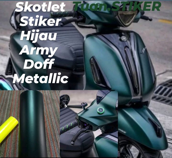 Skotlet Stiker Hijau Army Doff Metalik Sticker Motor Hijau Tua Doff ...