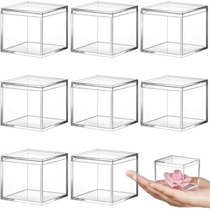 Mini Acrylic Boxes Transparent with Cover Square Packing Box Protection ...