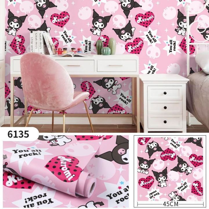 Wallpaper Dinding Kuromi Pink Ukuran 45 Cm x 10 Meter | Lazada Indonesia