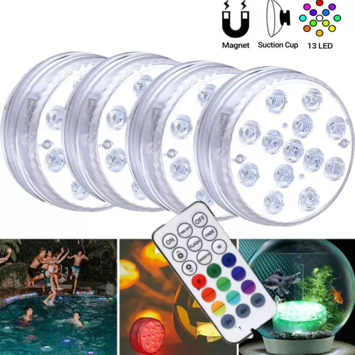 Battery Powered Underwater Waterproof Pool Submersible LED Lights with ...