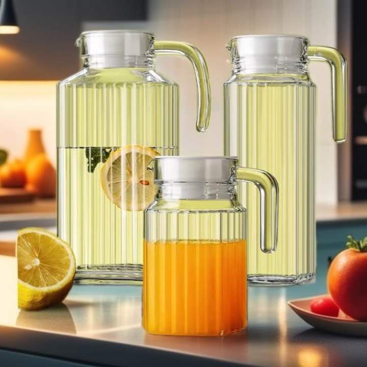 Ready Stock 500ml/1100ml/1700ml Drinking Glass Serving Jug With Lid ...