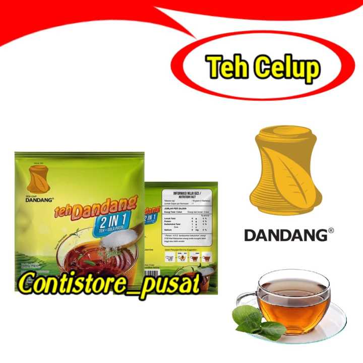 Teh Celup Cap Dandang 2 in 1 + Gula Tebu Asli 2 Renteng 20 Sachet ...