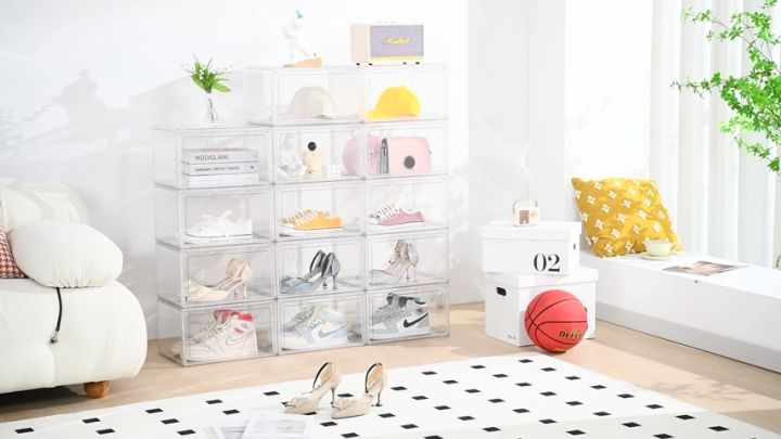 DEEYO Premium Acrylic Shoe Storage Display Case with Magnetic Door ...