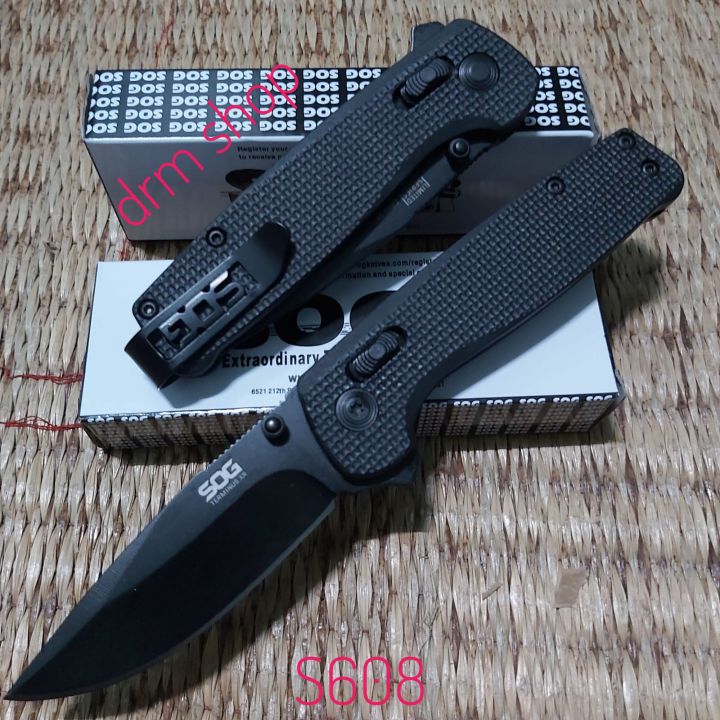 อุปกรณ์เดินป่า มีด มีดพับ มีดพก SOG รุ่น S608 ใบดำด้ามดำสวยๆ คมๆ พร้อมมีที่เหน็บพกพาสะดวก สินค้า ...