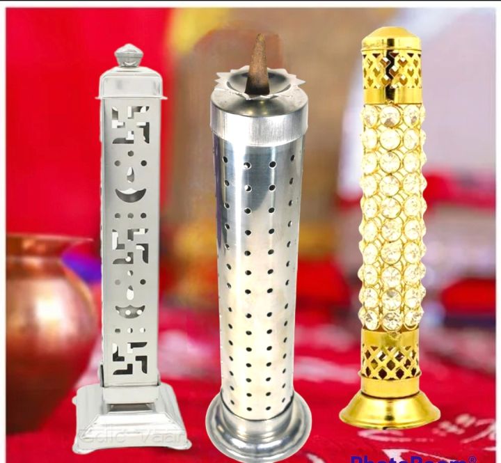 Brass silver long Agarbathi stand/Fancy Insense stick holder/uthupatti ...