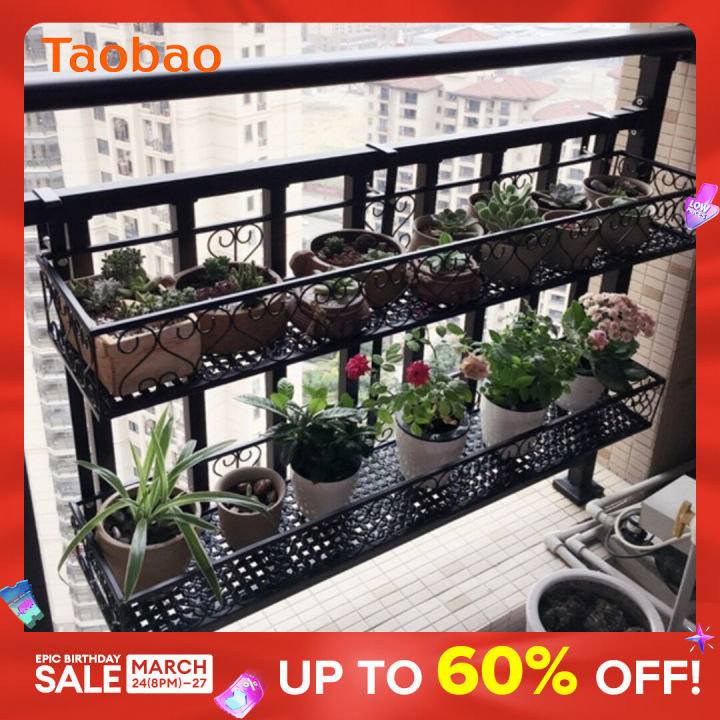 Wrought Iron Railing Flower Rack Guardrail Hanging Flower Rack Balcony ...