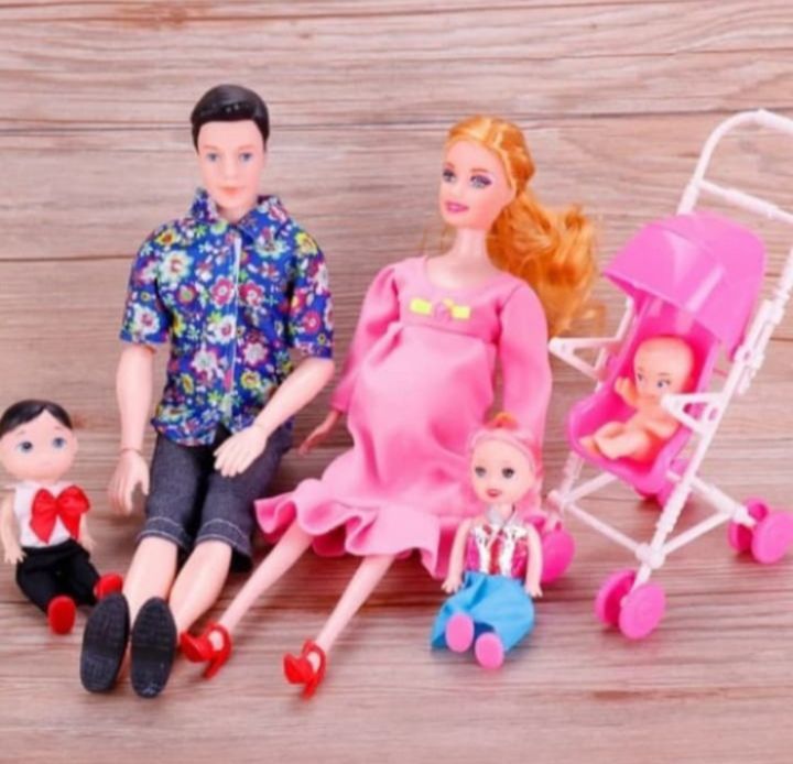 Barbie tekuk cowo,barbie hamil,stoller,barbie anak sepasang | Lazada ...