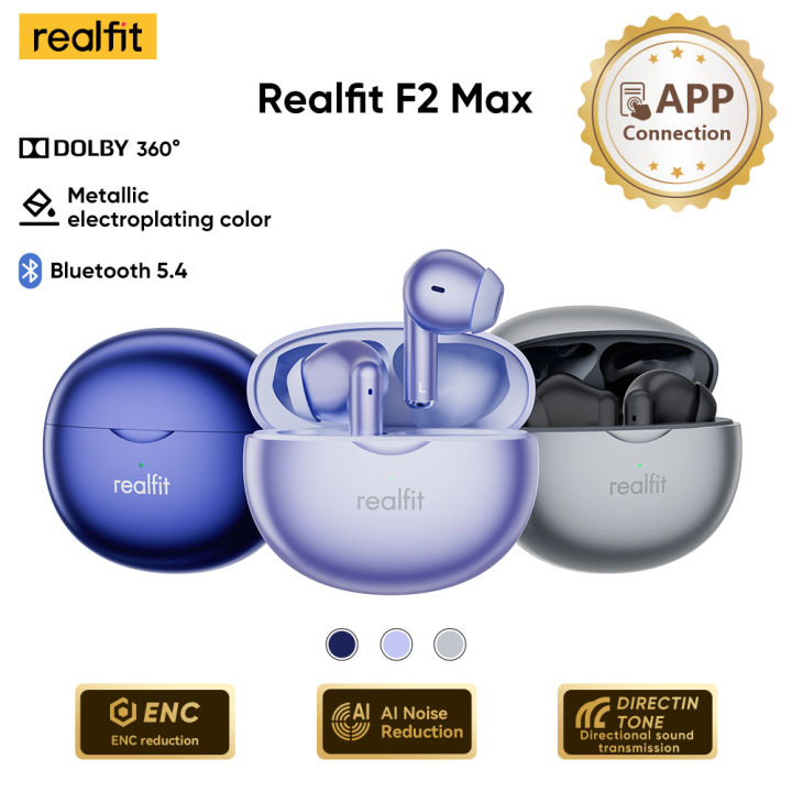 หูฟังบลูทูธ Realfit F2 Max พร้อมระบบตัดเสียงรบกวนแบบ ANC หูฟังไร้สาย ...