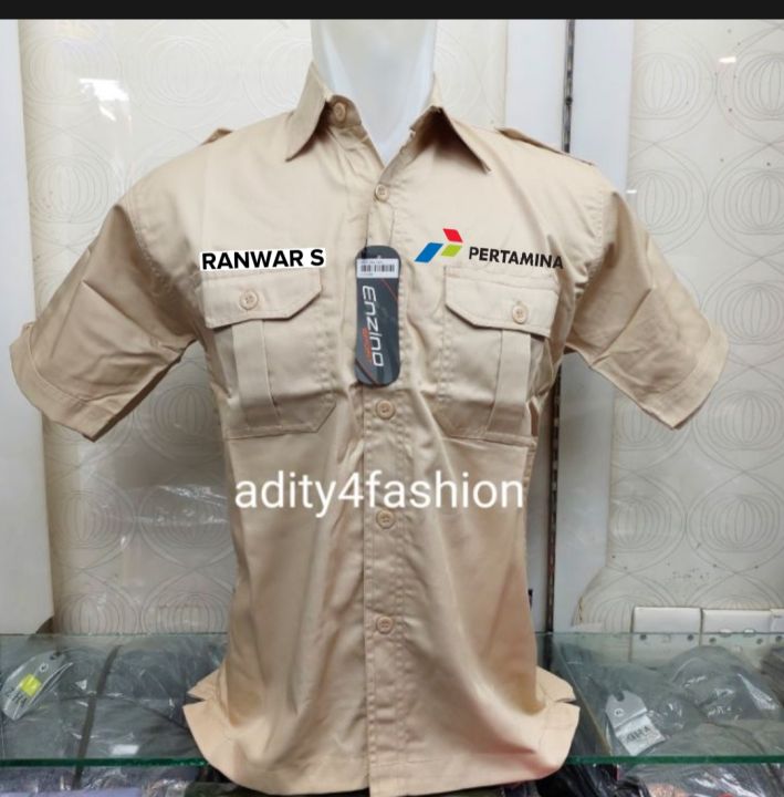 KEMEJA PERTAMINA BONUS NAMA PENDEK CREM | Lazada Indonesia