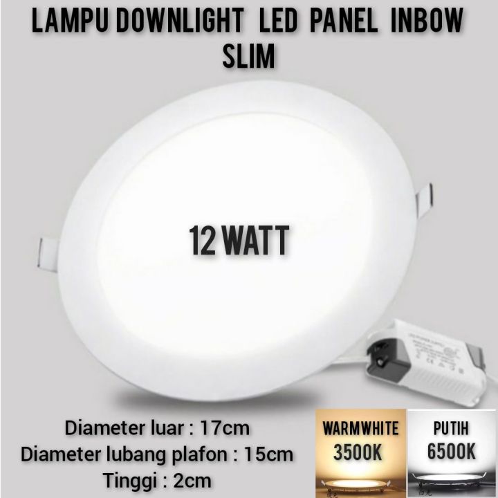 Lampu Downlight LED Panel Inbow 12W Slim / Tipis Bulat Ib 12watt Tanam- | Lazada Indonesia