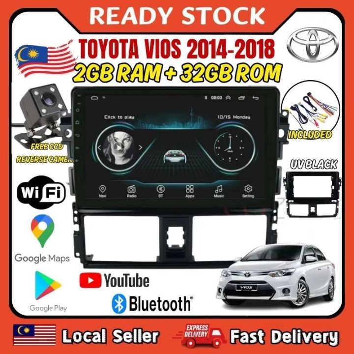 (Free Reverse Camera)1 Set Toyota Vios 2014-2018 Android Player IPS ...