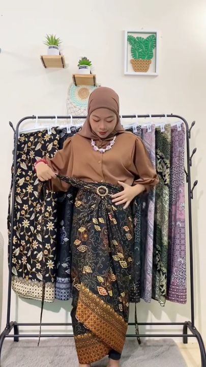 Rok lilit batik hitam silver / Rok lilit motif kekinian / rok lilit set ...