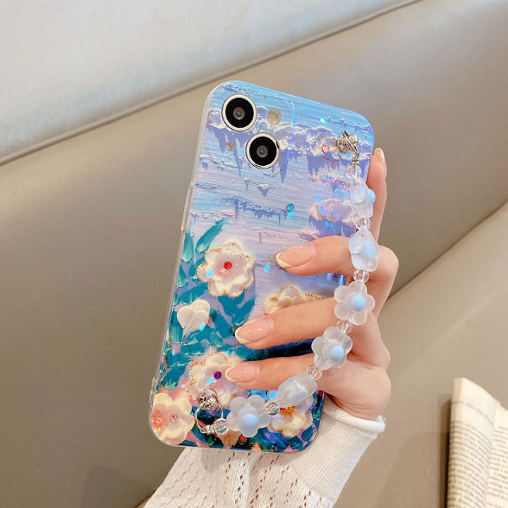 Phone Casing Galaxy A56 A36 A26 A16 LTE 5g Luxury Camellia Flower Pattern with Bracelet Design ...