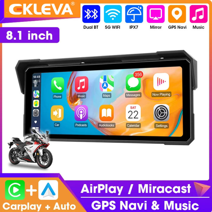 EKLEVA 8.1'' Motorcycle Carplay Screen WIFI Android Auto Navigation PS ...